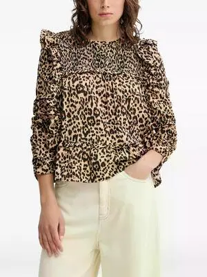 Munthe Animal-print Blouse With Ruffled Detail