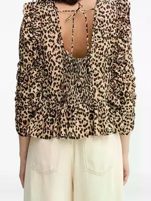 Munthe Animal-print Blouse With Ruffled Detail