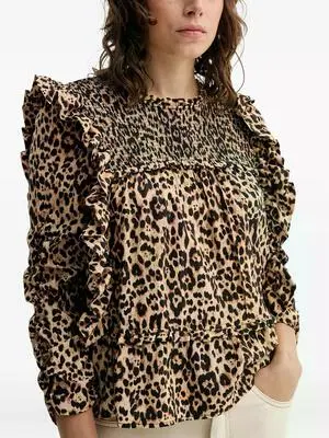 Munthe Animal-print Blouse With Ruffled Detail