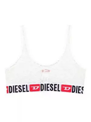 DIESEL Lace Logo Band Bralette - White