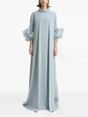 GEMY MAALOUF Ruffled-cuff Mock-neck Maxi Dress