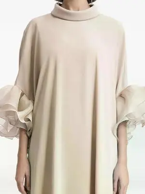 GEMY MAALOUF Ruffled-cuff Mock-neck Maxi Dress