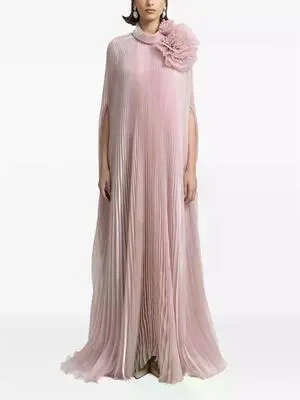 GEMY MAALOUF Draped Flower Maxi Dress - Pink