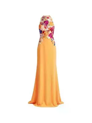 GEMY MAALOUF Floral-corset Maxi Dress - Orange