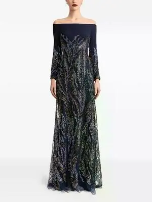 GEMY MAALOUF Beaded Off-shoulder Gown