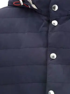 Brunello Cucinelli Hooded Buttoned Gilet - Blue