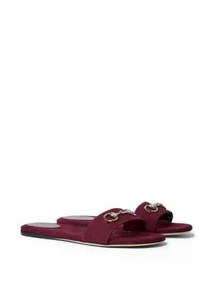 Gucci Horsebit Logo Slides - Red