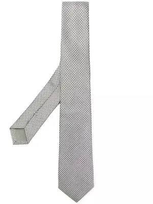 DELL'OGLIO Micro Patterned Silk Tie - Grey
