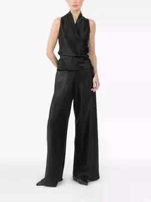 PETER COHEN Wrap-design Sleeveless Blouse - Black