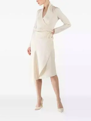 PETER COHEN Victor Long-sleeve Wrap Midi Dress - Neutrals