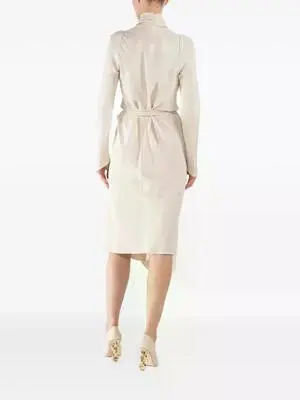 PETER COHEN Victor Long-sleeve Wrap Midi Dress - Neutrals