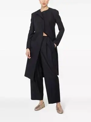 Y’s Asymmetric Pinstriped Wool-blend Coat
