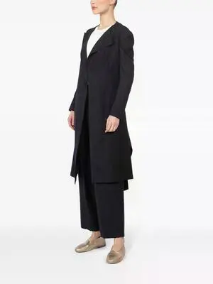Y’s Asymmetric Pinstriped Wool-blend Coat