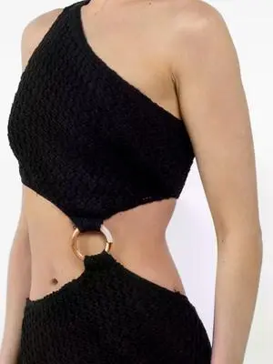 BANANHOT One-shoulder Ring Detail Dress - Black