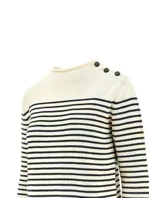 Max Mara Striped-pattern Buttoned Shoulder Sweater