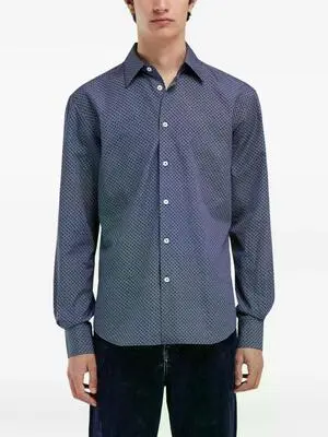 FERRAGAMO Monogram Poplin Shirt - Blue