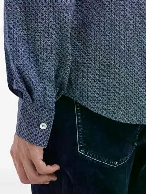 FERRAGAMO Monogram Poplin Shirt - Blue