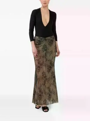 BANANHOT Balena Lace Maxi Straight Skirt