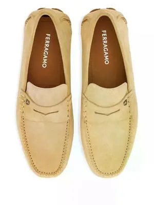 FERRAGAMO Gancini-plaque Loafers - Neutrals