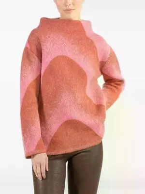 ODEEH Pattern High-neck Sweater