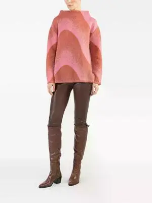 ODEEH Pattern High-neck Sweater