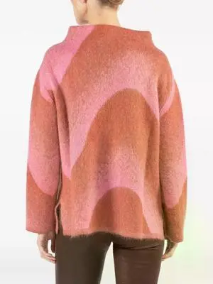 ODEEH Pattern High-neck Sweater