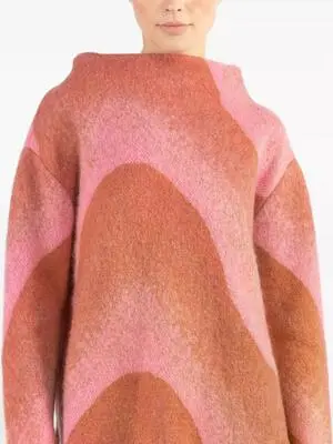 ODEEH Pattern High-neck Sweater