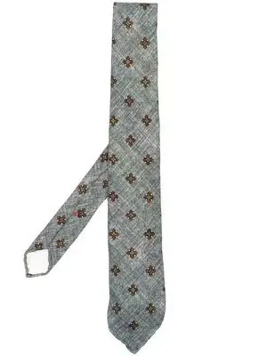 DELL'OGLIO Patterned Silk Tie - Grey