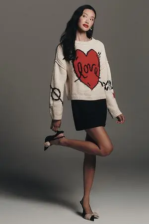 Maeve Loves Truck Long-sleeve Crew-neck Sweater