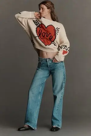 Maeve Loves Truck Long-sleeve Crew-neck Sweater