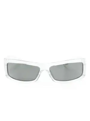 Gucci Logo-plaque Rectangle-frame Sunglasses - White