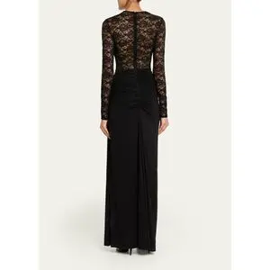 Ronny Kobo Amalyia Draped Mixed Media Column Gown
