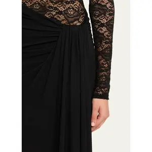 Ronny Kobo Amalyia Draped Mixed Media Column Gown