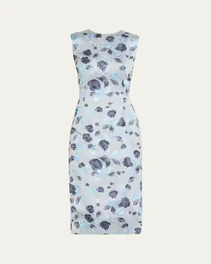 Prabal Gurung Floral Jacquard Sleeveless Midi Dress