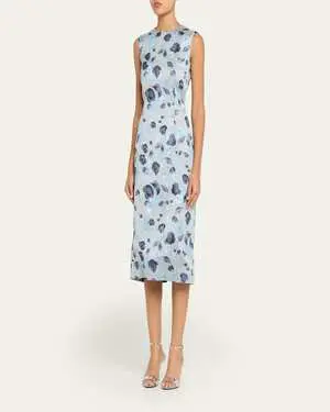 Prabal Gurung Floral Jacquard Sleeveless Midi Dress