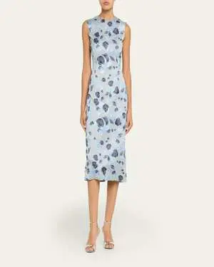 Prabal Gurung Floral Jacquard Sleeveless Midi Dress