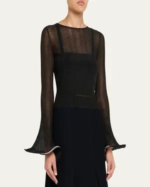 Simkhai Maebry Long-sleeve Rib-knit Top - Black
