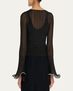 Simkhai Maebry Long-sleeve Rib-knit Top - Black