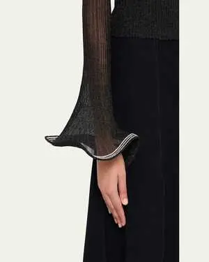 Simkhai Maebry Long-sleeve Rib-knit Top - Black