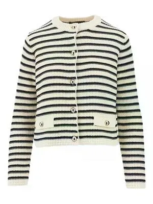 Max Mara Striped Button Cardigan - White