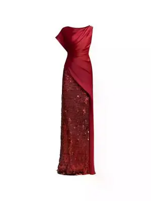 GEMY MAALOUF Sequined Draped Gown - Red