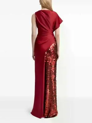 GEMY MAALOUF Sequined Draped Gown - Red