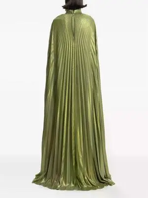 GEMY MAALOUF Pleated Cape Gown - Green