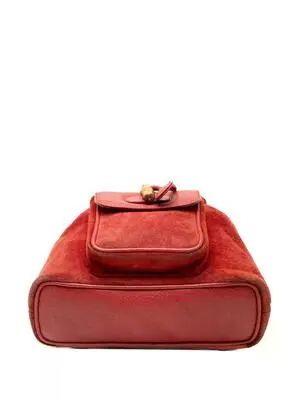 Gucci Suede Bamboo Backpack - Red