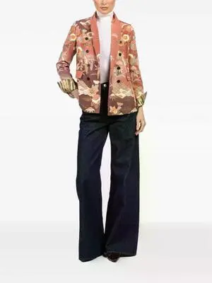 IBRIGU Floral-print Double-breasted Blazer