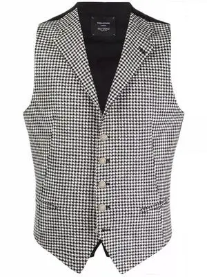 Tagliatore Houndstooth Virgin Wool-cashmere Waistcoat