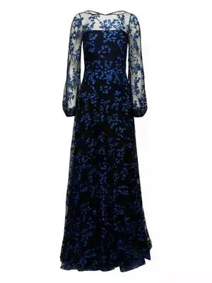 Naeem Khan Floral Long-sleeve Maxi Dress