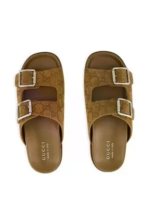 Gucci Gg Monogram Buckle Sandals