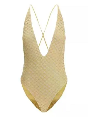 Missoni V-neck Criss-cross Swimsuit - Neutrals