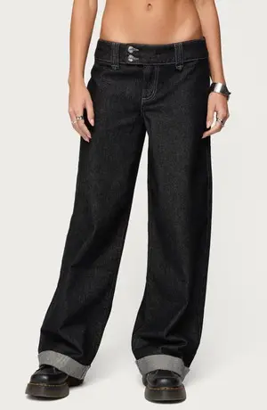 EDIKTED Low Rise Straight Leg Jeans